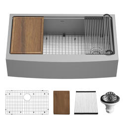 Karran 36" Farmhouse/Apron-Front Single Bowl 16 Gauge Stainless Steel ...
