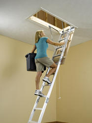Keller® 22.5"W x 8'-10'H Type IAA Aluminum Universal Attic Ladder - 375 ...
