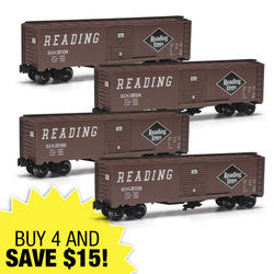 4-Piece O Gauge Reading Boxcar (Burgundy) Dealer Pack at Menards®