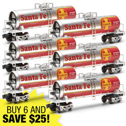 6-Piece O Gauge Santa Fe Modern Tank Car Dealer Pack at Menards®