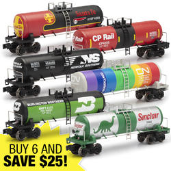 6-Piece Assorted O Gauge Modern Tank Car Dealer Pack at Menards®