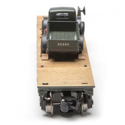 4-Piece 10-1/2" O Gauge Military Flatcar with Power Wagon Dealer Pack ...