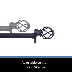 Kenney Fast Fit No Tools Tate 5/8" Decorative Tension Curtain Rod, 48 ...