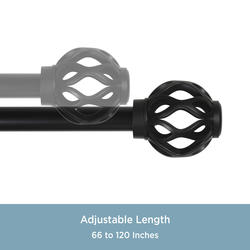 Kenney® Ashford 66"-120" Matte Black Premium Decorative Curtain Rod at ...