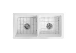 Tuscany® Retrofit Farmhouse/Apron Front White Ceramic Double Bowl ...