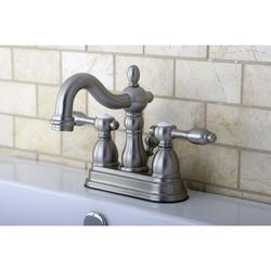 Kingston Brass Tudor Two-Handle 4" Centerset Brushed Nickel Bathroom ...