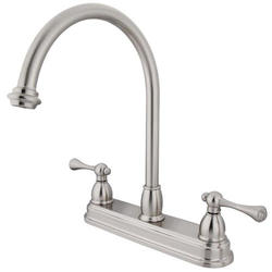 Kingston Brass Restoration Two-Handle Brushed Nickel Kitchen Faucet at ...