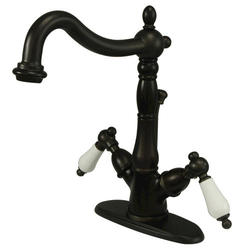 Kingston Brass Heritage Two-Handle Mono Deck Oil-Rubbed Bronze Bathroom ...