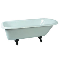 Elements of Design 66"W x 30"D x 22-5/8"H White/Oil-Rubbed Bronze Cast Iron Clawfoot Bathtub at ...