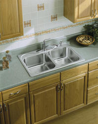 Sterling® Southhaven Drop-In 33" Stainless Steel 3-Hole Double Bowl ...