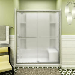 Sterling® Finesse™ 54-5/8" - 59-5/8"W x 70-1/16"H Silver Frameless Sliding Bypass Door with ...