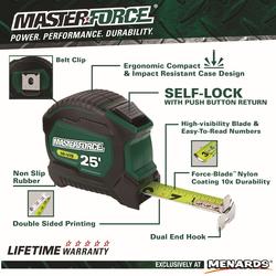 Masterforce® Force-Blade™ 25' Magnetic Self Lock Tape Measure at Menards®