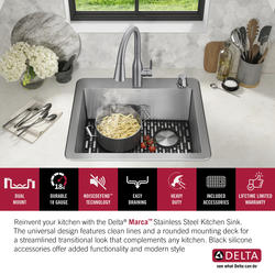 Delta Marca 25" Drop-In Undermount Stainless Steel Single Bowl Kitchen ...