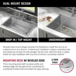 Delta Marca 30" Drop-In Undermount Stainless Steel Single Bowl Kitchen ...