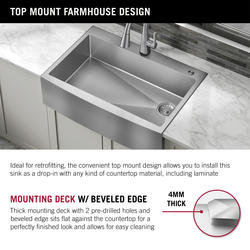 Delta Lenta 36" Farmhouse Apron Front 16 Gauge Stainless Steel Single ...