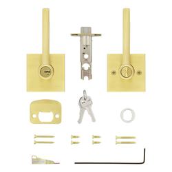Kwikset® Halifax Entry Lever with SmartKey Security™ in Satin Brass at ...