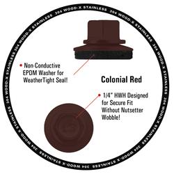 Lakeside Construction® Wood-X™ #10-16 x 1-1/2" Hex Drive Colonial Red ...