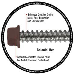 Lakeside Construction® Wood-X™ #10-16 x 1-1/2" Hex Drive Colonial Red ...