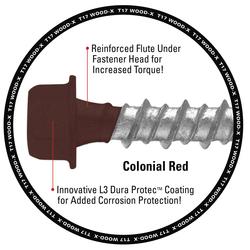 Lakeside Construction® Wood-X™ #10 x 3" Hex Drive Colonial Red Pole ...