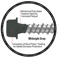 Lakeside Construction® Wood-X™ #10-16 x 1-1/2" Hex Drive Midnight Gray ...