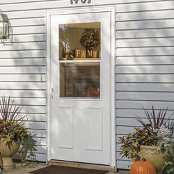 LARSON® Newbury 36" x 80" White Self-Storing Highview Storm Door at ...