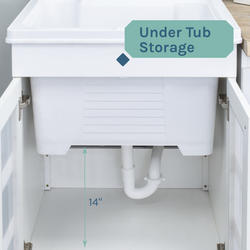 TEHILA 25 W x 21.75 D White Cabinet and Thermoplastic Laundry Utility Tub with Faucet at Menards