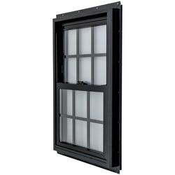 Performax™ 24"W x 36"H Black Vinyl Double-Hung Window with Nailing ...