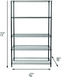 Honey Can Do® 42"W x 72"H x 18"D Black 5-Tier Heavy-Duty Wire Shelving ...