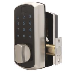 Tru-Bolt® Gemini Satin Nickel Biometric Electronic Keyless Entry Door ...