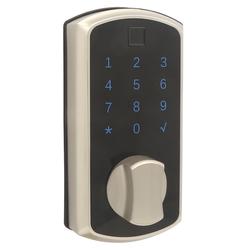 Tru-Bolt® Gemini Satin Nickel Biometric Electronic Keyless Entry Door ...