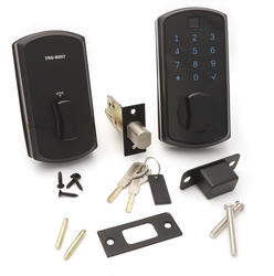 Tru-Bolt® Gemini Matte Black Biometric Electronic Keyless Entry Door ...