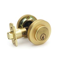 Tru-Bolt® Brushed Gold Double Cylinder Door Deadbolt at Menards®