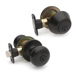 Tru-Bolt® Glendale Matte Black Entry Door Knob and Door Deadbolt at ...