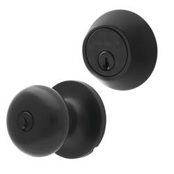 Tru-Bolt® Glendale Matte Black Entry Door Knob and Door Deadbolt at ...