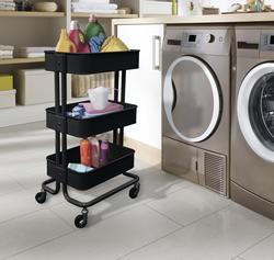 Designer's Image™ Black 3-Tier Metal Utility Cart - 50 lb Capacity at ...