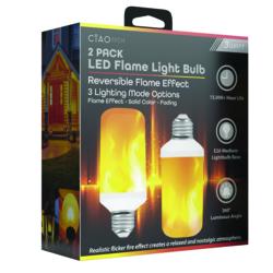 CiAO TECH 25 Watt Equivalent Flame Effect E26 LED Light Bulb - 2 Pack ...