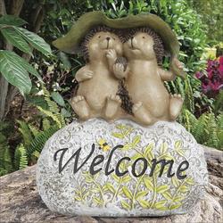 Enchanted Garden® 9-1/3" Resin Welcome Hedgehogs Statue at Menards®