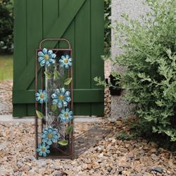 Enchanted Garden® 21-1/4" LED Solar Metal Blue Flower Lantern at Menards®