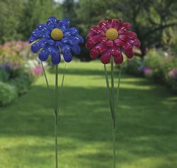 Enchanted Garden® 35-1/2" Metal Pink Flower Garden Stake at Menards®