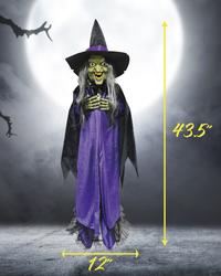Pumpkin Hollow™ 3'7" Animated LED Flashing Witch with Sound Halloween ...