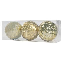 Enchanted Forest® 130mm Champagne Gold Mixed Texture Shatterproof Ornaments - 3 Pack at Menards®