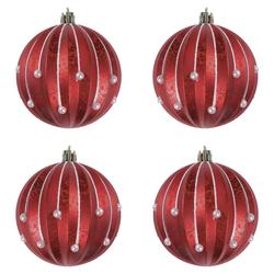 Enchanted Forest® 80mm Red Antique Ridges Shatterproof Ornaments - 4 ...