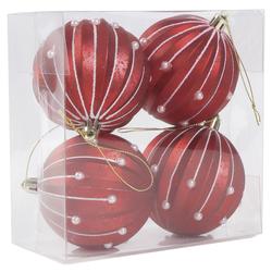 Enchanted Forest® 80mm Red Antique Ridges Shatterproof Ornaments - 4 ...