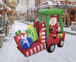 Enchanted Forest® 6' LED Lighted Santa on a Forklift Inflatable at Menards®