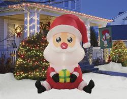 Enchanted Forest® 8' LED Sitting Santa with Gift Inflatable at Menards®