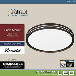Patriot Lighting® Ronald Bronze Integrated LED Flush Mount Ceiling ...