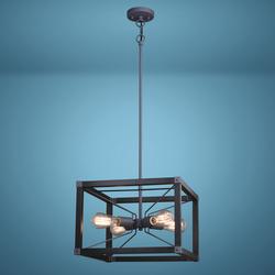 Patriot Lighting® Grayson Matte Black & Matte Gray 4-Light Pendant at ...
