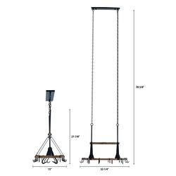 Patriot Lighting® Bodhi Black & Replica Wood 2 Light Pot Rack Island ...