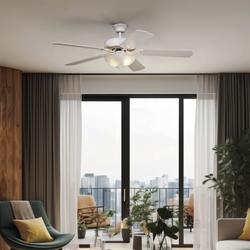 Patriot Lighting® Apollo II 52" White Indoor 2-Light Ceiling Fan with ...