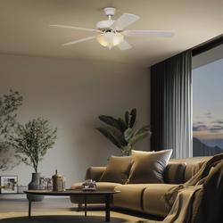 Patriot Lighting® Apollo II 52" White Indoor 2-Light Ceiling Fan with ...